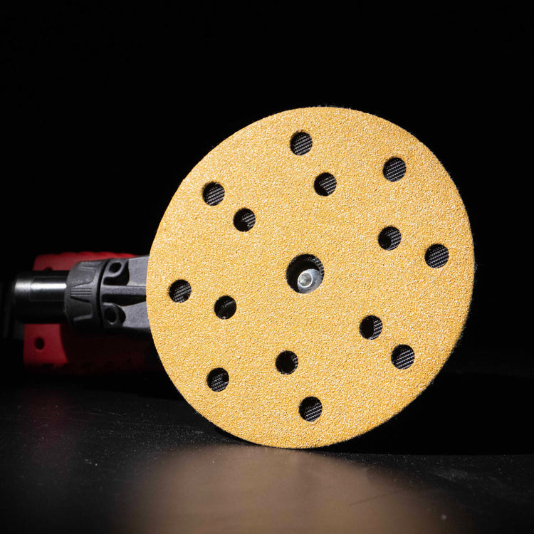 Gold Sanding Disc F15 150mm Velcro with 15 Holes - Fastplus.eu