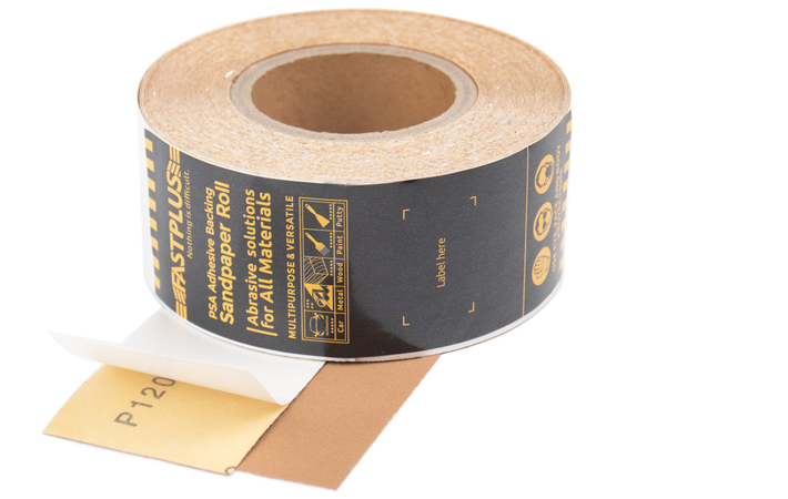 Sandpaper Roll, PSA Sticky Backing 70mmx18m per Roll Gold - Fastplus
